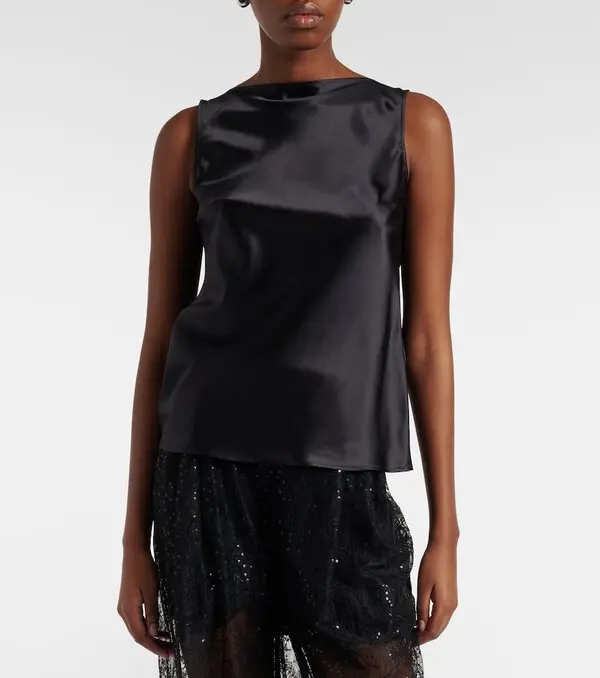 Nina Ricci Silk-blend Satin Top - Black