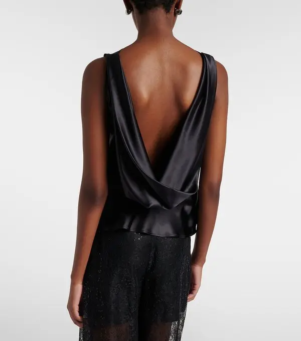 Nina Ricci Silk-blend Satin Top - Black