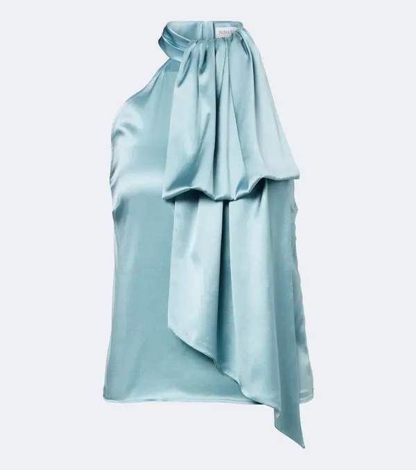 Nina Ricci Silk-blend Satin Top - Blue