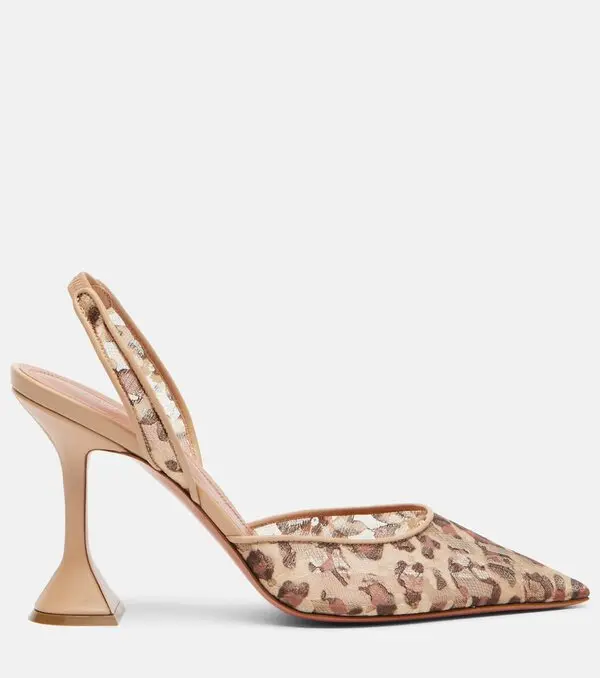 Amina Muaddi Holli 95 Leopard-print Slingback Pumps