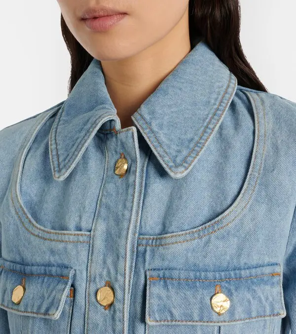 Nina Ricci Belted Denim Jacket - Blue