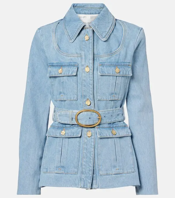 Nina Ricci Belted Denim Jacket - Blue
