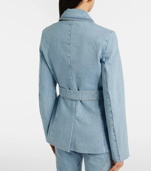 Nina Ricci Belted Denim Jacket - Blue