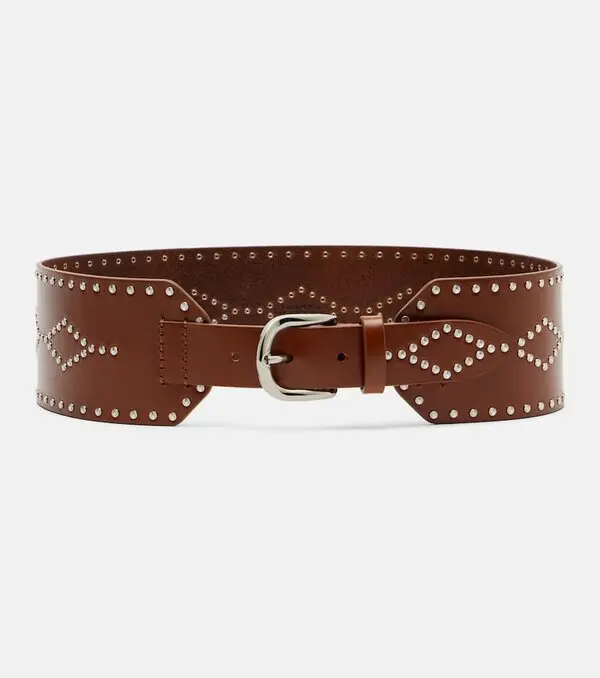 Isabel Marant Lucie Studded Leather Belt - Brown