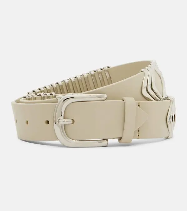 Isabel Marant Tehora Embellished Leather Belt - White