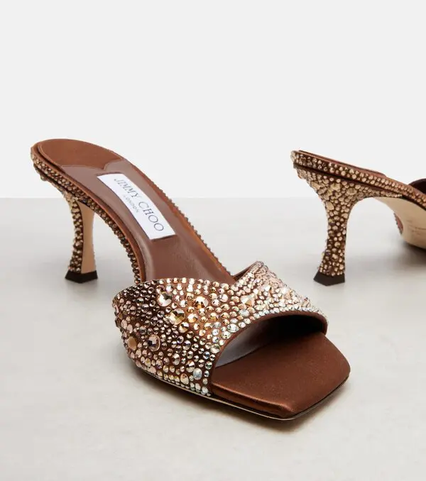 JIMMY CHOO Skye 70 Embellished Mules - Brown