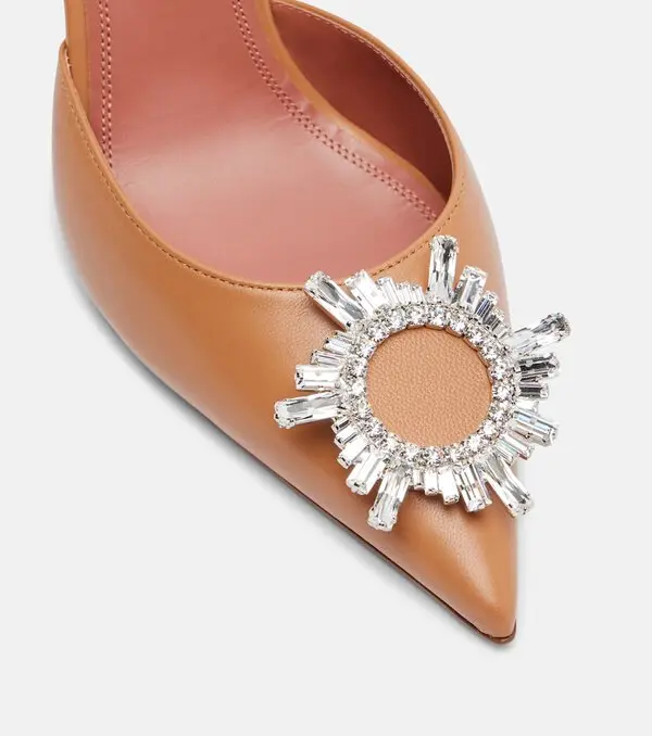 Amina Muaddi Begum 95 Leather Slingback Pumps