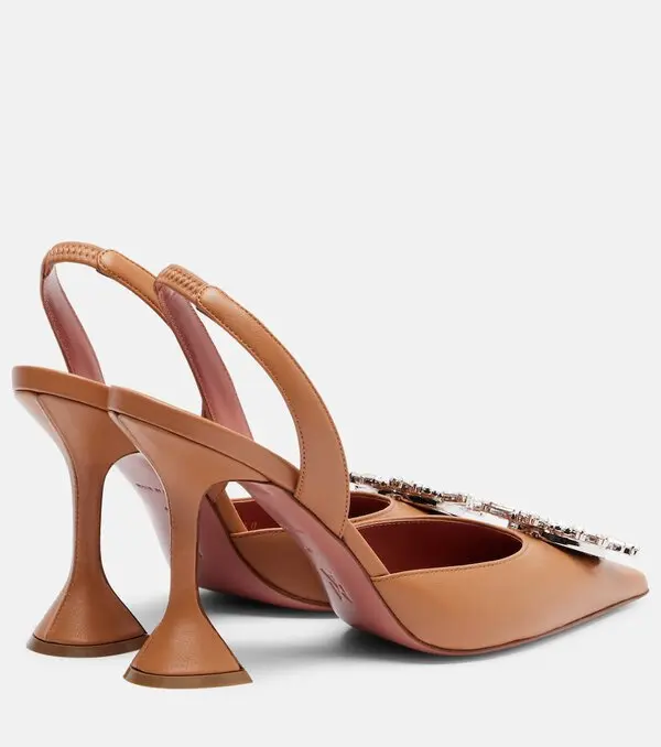 Amina Muaddi Begum 95 Leather Slingback Pumps