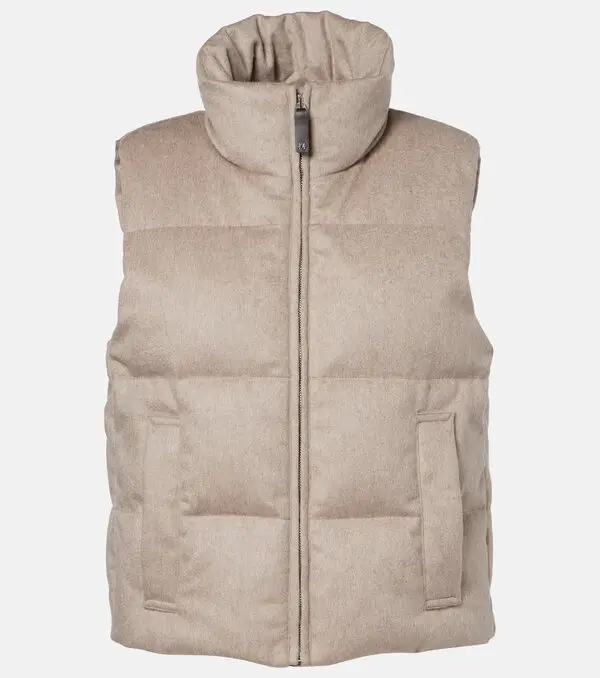 Max Mara Quilted Cashmere Down Vest - Beige
