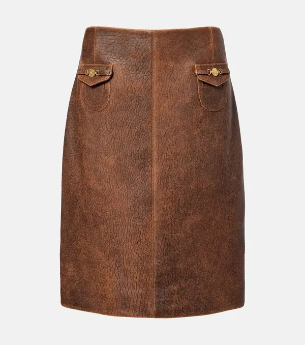 Chloé Leather Miniskirt - Brown