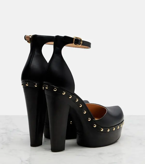 Chloé Lola Studded Leather Platform Pumps - Black