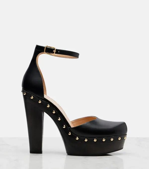 Chloé Lola Studded Leather Platform Pumps - Black