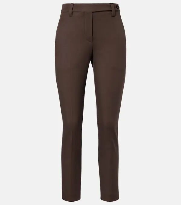 Brunello Cucinelli Monili Cotton-blend Slim Pants - Brown