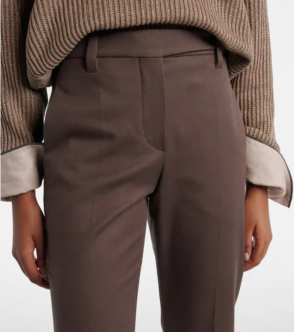 Brunello Cucinelli Monili Cotton-blend Slim Pants