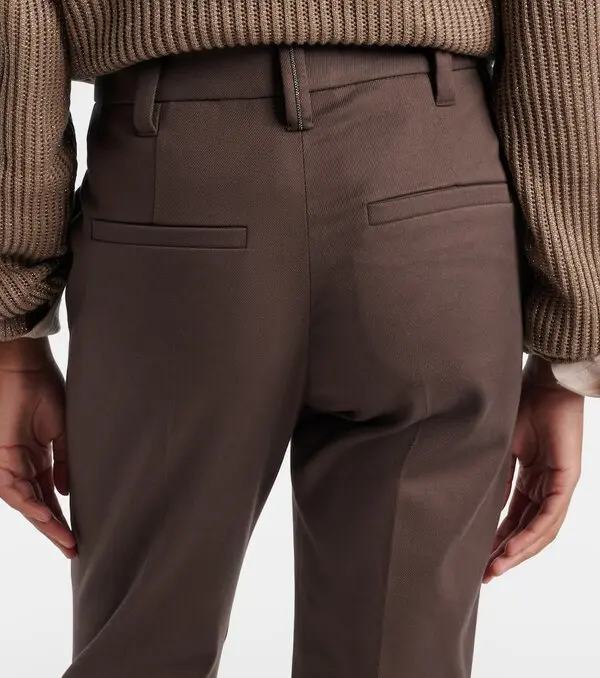 Brunello Cucinelli Monili Cotton-blend Slim Pants