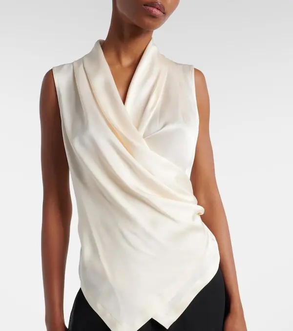 Brunello Cucinelli Monili Silk Top - White