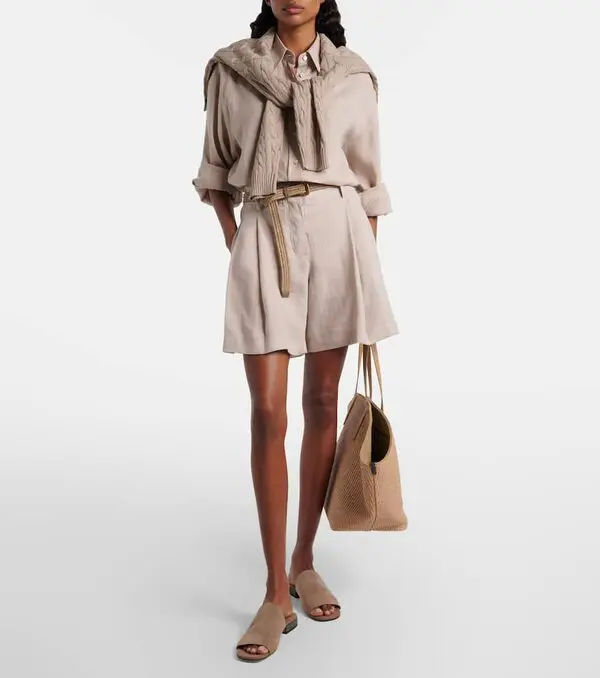 Brunello Cucinelli Linen Shorts - Beige