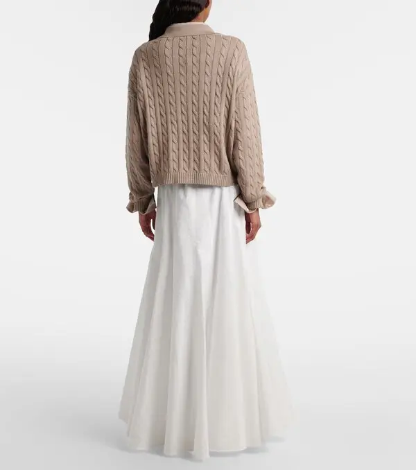 Brunello Cucinelli Cotton-blend Maxi Skirt - White
