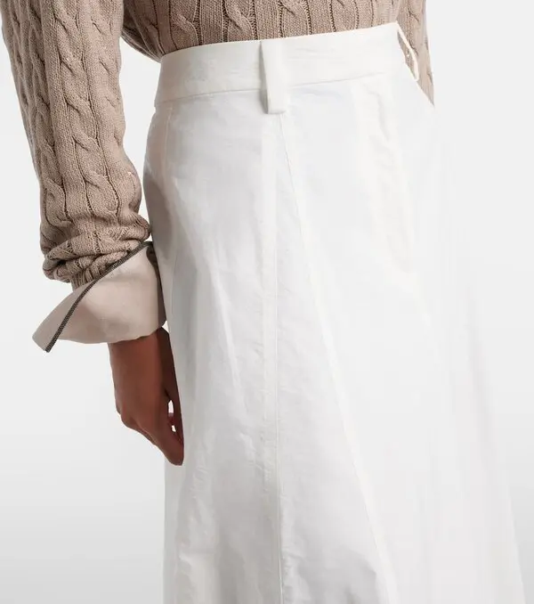 Brunello Cucinelli Cotton-blend Maxi Skirt - White