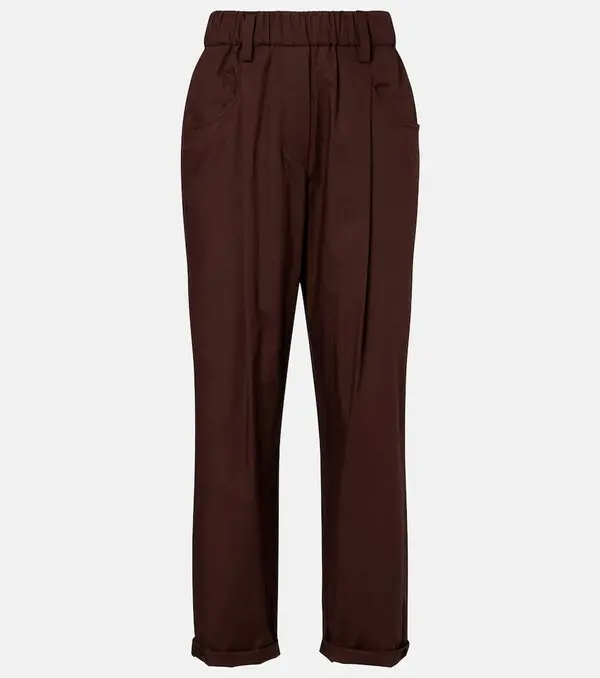 Brunello Cucinelli Straight Cotton Pants - Brown