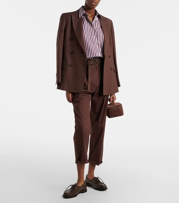Brunello Cucinelli Straight Cotton Pants - Brown