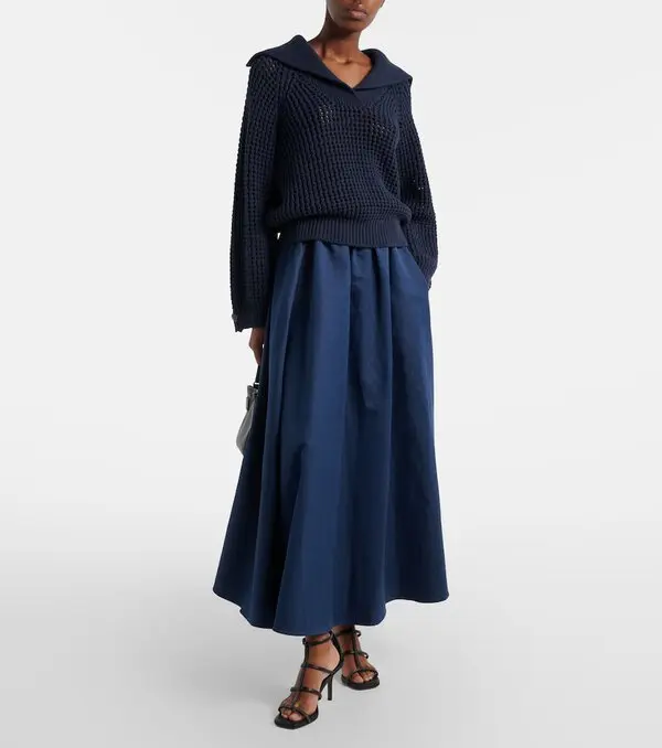 Brunello Cucinelli Cotton-blend Polo Sweater - Blue
