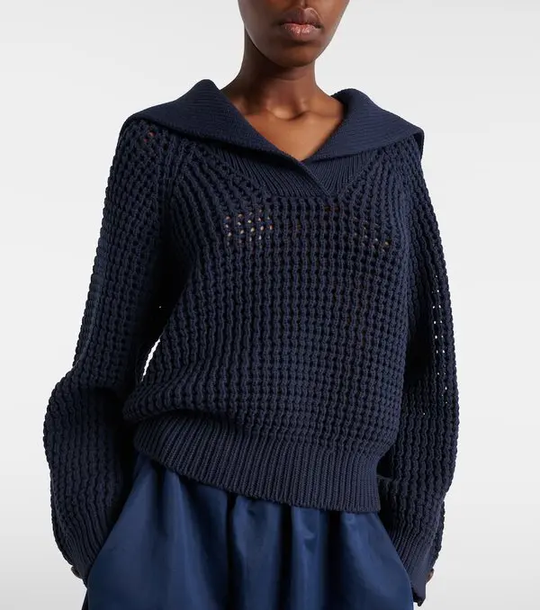 Brunello Cucinelli Cotton-blend Polo Sweater - Blue