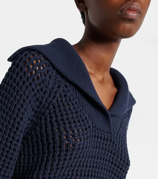 Brunello Cucinelli Cotton-blend Polo Sweater - Blue