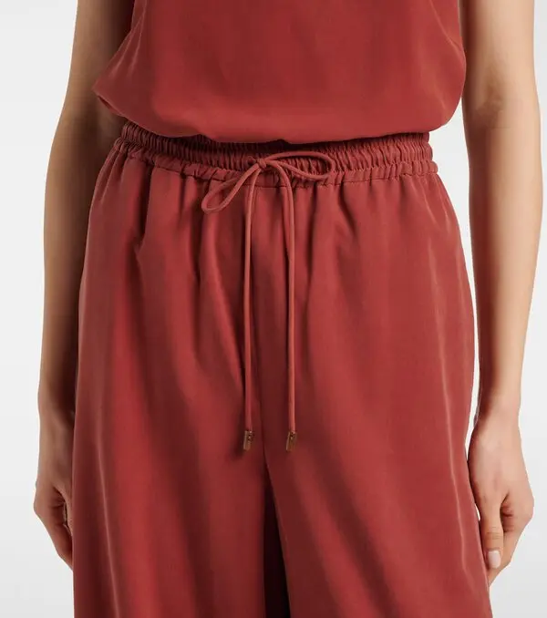 Max Mara Wide-leg Silk Trousers - Brown