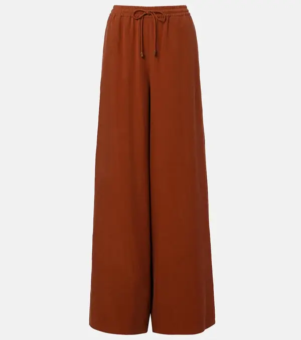 Max Mara Wide-leg Silk Trousers - Brown