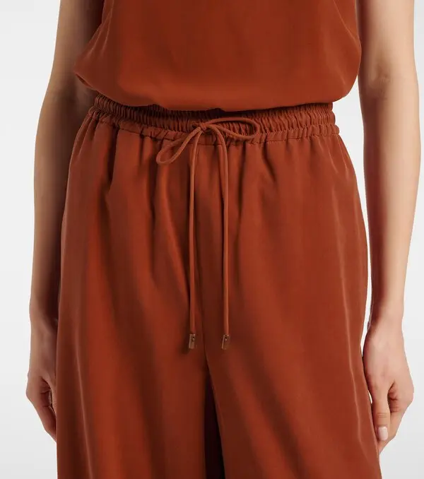 Max Mara Wide-leg Silk Trousers - Brown
