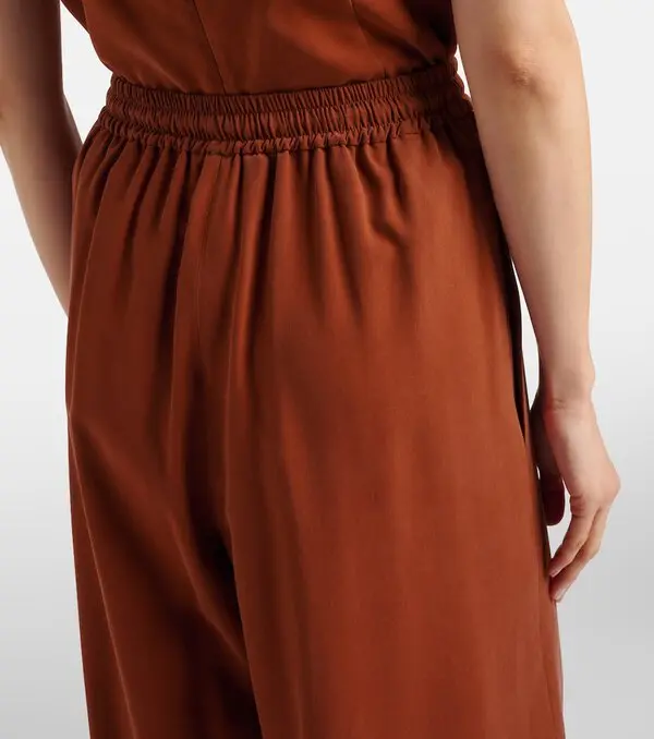 Max Mara Wide-leg Silk Trousers - Brown