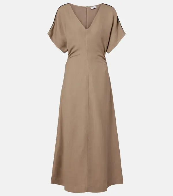Brunello Cucinelli Monili Embellished Midi Dress - Beige