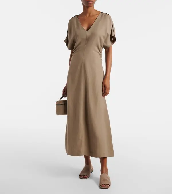 Brunello Cucinelli Monili Embellished Midi Dress - Beige