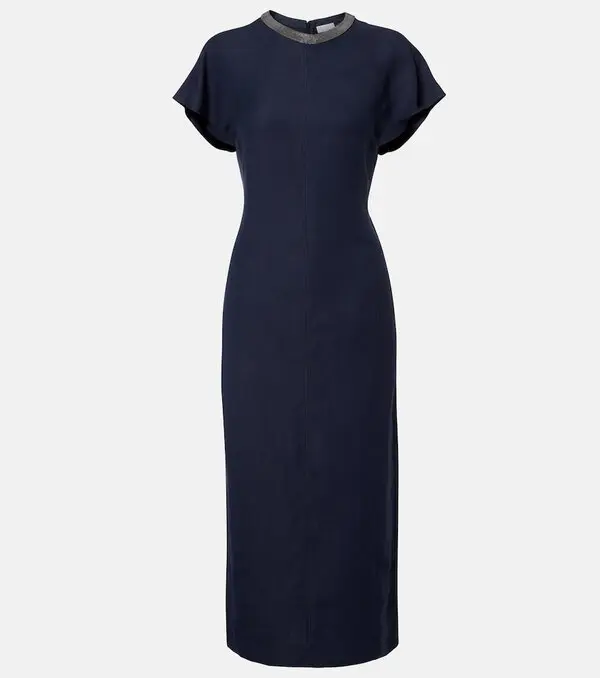 Brunello Cucinelli Monili Embellished Midi Dress - Blue