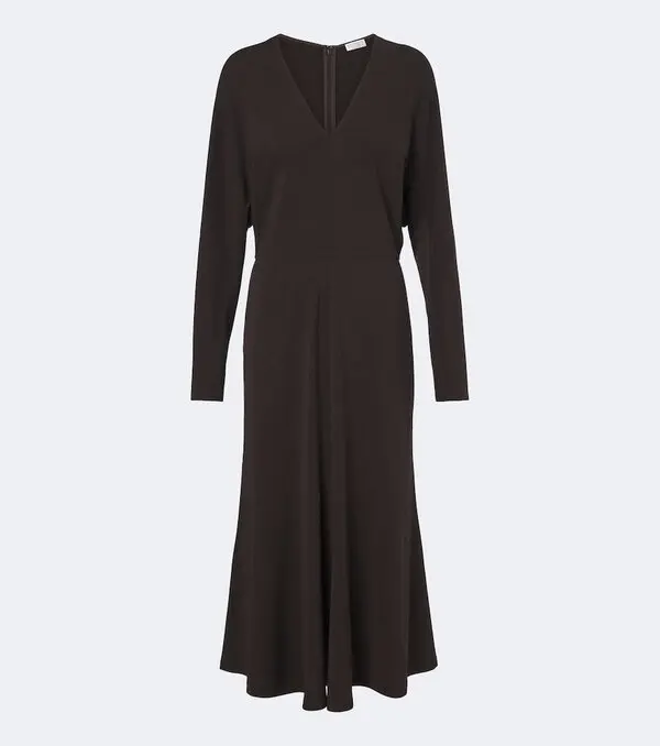 Brunello Cucinelli Monili Embellished Midi Dress - Brown
