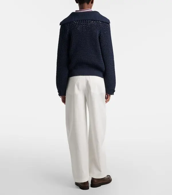 Brunello Cucinelli Wide-leg Cotton Pants - White