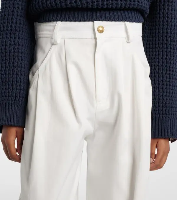 Brunello Cucinelli Wide-leg Cotton Pants - White
