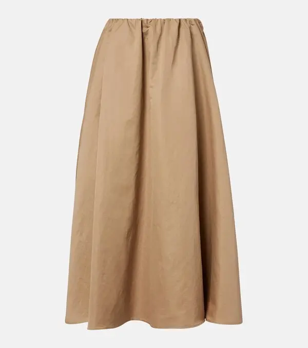 Brunello Cucinelli Cotton-blend Midi Skirt - Beige