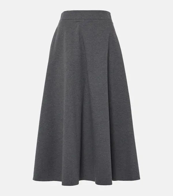 Brunello Cucinelli Cotton-blend Midi Skirt - Grey