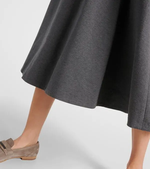 Brunello Cucinelli Cotton-blend Midi Skirt - Grey