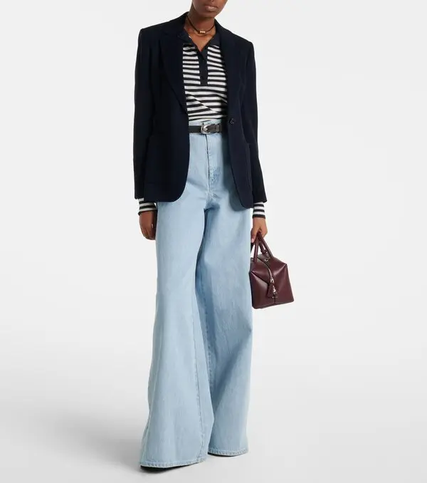 Max Mara Striped Cashmere Henley Sweater - White