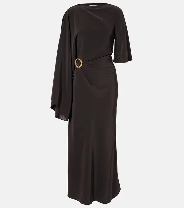 JOSEPH Joya Satin Twill Midi Dress - Brown