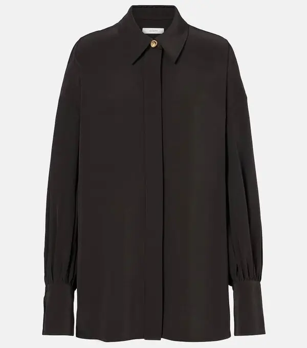 JOSEPH Camilia Satin Twill Shirt - Brown