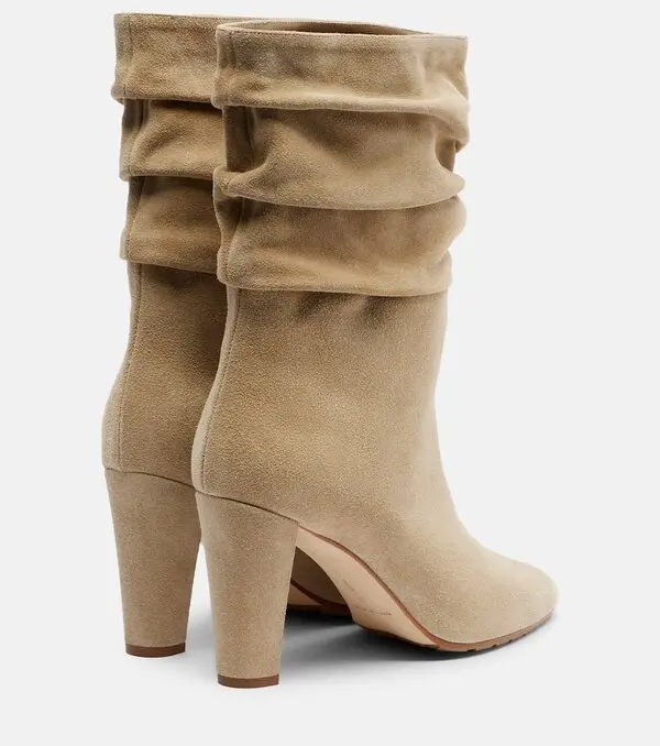 Manolo Blahnik Calasso 90 Draped Suede Ankle Boots - Beige
