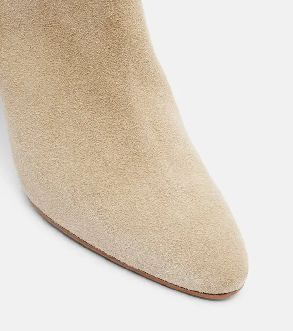 Manolo Blahnik Calasso 90 Draped Suede Ankle Boots - Beige