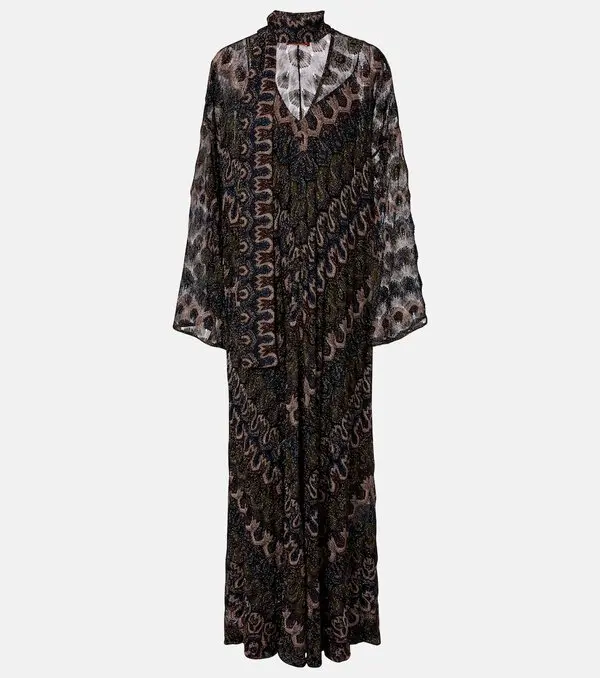 Missoni Chevron Lamé Maxi Dress - Brown