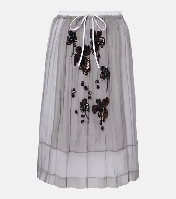 Prada Sequined Silk Chiffon Midi Skirt