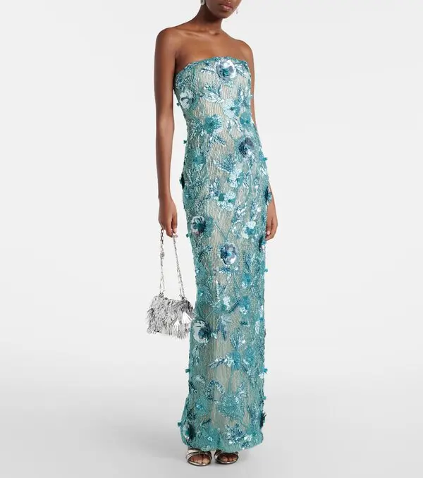 rachel gilbert floral sequin dress Rachel Gilbert Francesa Dress | Gold