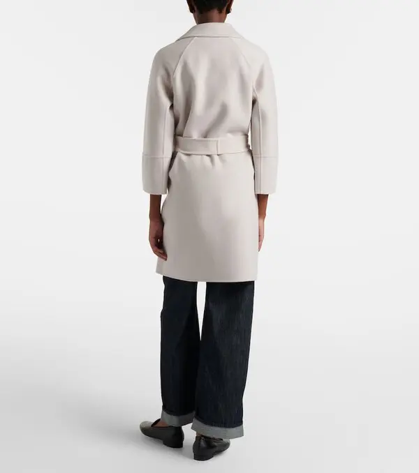Max Mara Arona Virgin Wool Wrap Coat - Beige